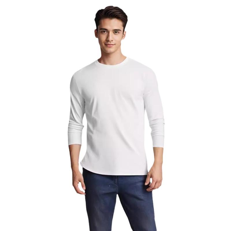 Tシャツ メンズ 男性用 長袖 コットン シルケット加工 クルーネック カットソー 無地 春秋 薄手 インナー 普段使い カジュアル おしゃれ ホワイト ブラック グレー ブルー M L XL 2XL 3XL 4XL 5XL・カテゴリ: T...