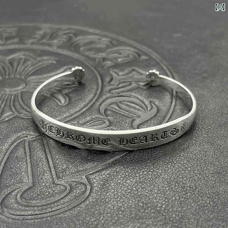 極端な レトロ 文字の ロゴ ブレスレット メンズ レディース クロス フラワー スクロール クラシック 男性の 横暴な.オシャレデザインスタイル: パンク目もの：焼きたて: 材質：合金/銀メッキ/金メッキ価格帯: 51-100元製品タイプ...