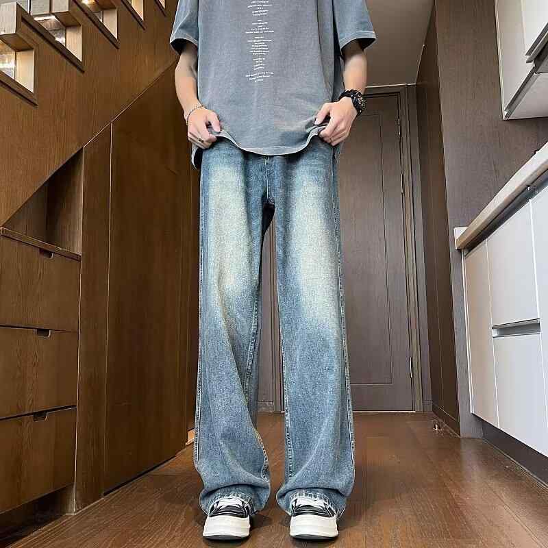 デニム メンズ デニムパンツ ジーンズ ジーパン ストレート 水洗い加工 ウォッシュ加工 カジュアル アメカジ 普段使い 春秋・スタイル: 流行・パンツのスタイル: ストレート・パンツ型: ストレート・パンツ丈: フルレングス・股上: ミド...