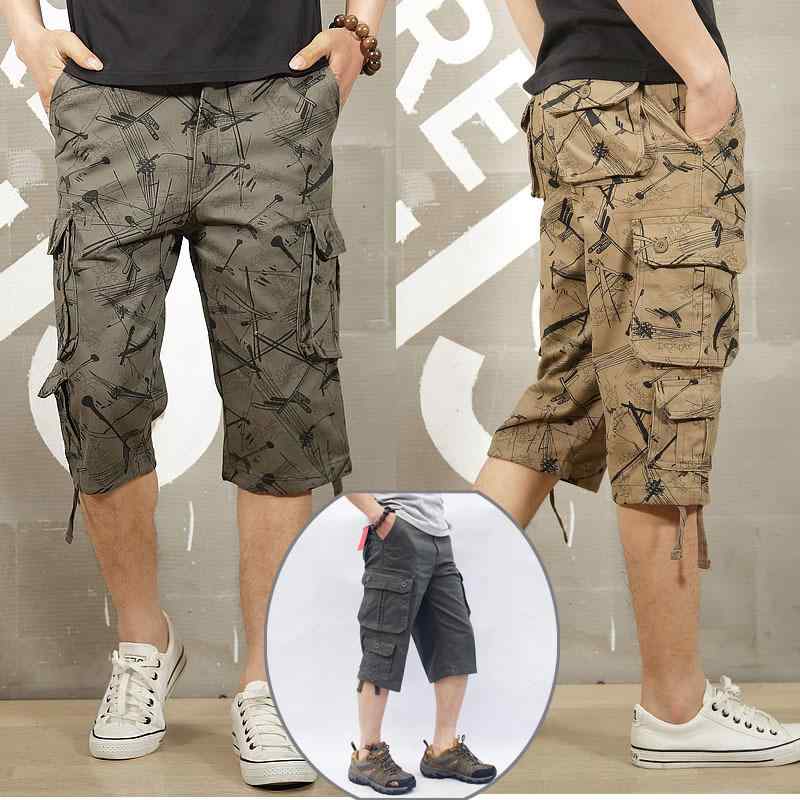 ハーフパンツ メンズ 男性用 7分丈 カーゴパンツ 綿 ゆったり 大きめサイズ ワークパンツ ストレートパンツ カーキカテゴリ: カジュアルパンツ