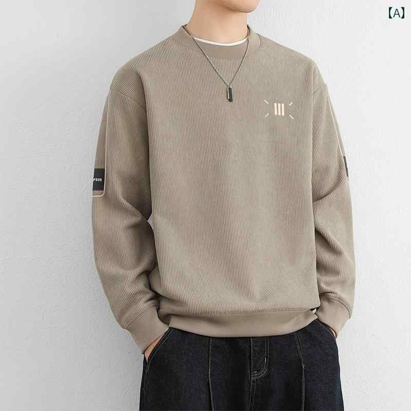 男の子用 ラウンドネック セーター 年 秋冬 厚手 オール イン ワン フリース の 冬物 ボトムス ニット ウール.シンプルスタイル.バージョン: ルーズ詳細：刺繍加工：無鉄処理生地: -基本スタイル：若々しい袖タイプ：レギュラー対象: ...