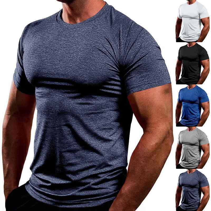 Tシャツ メンズ 男性用 トップス 半袖 ポリエステル 吸湿速乾 接触冷感 無地 薄手 スポーツ カジュアル ウェア 白 紺 青 黒 グレー