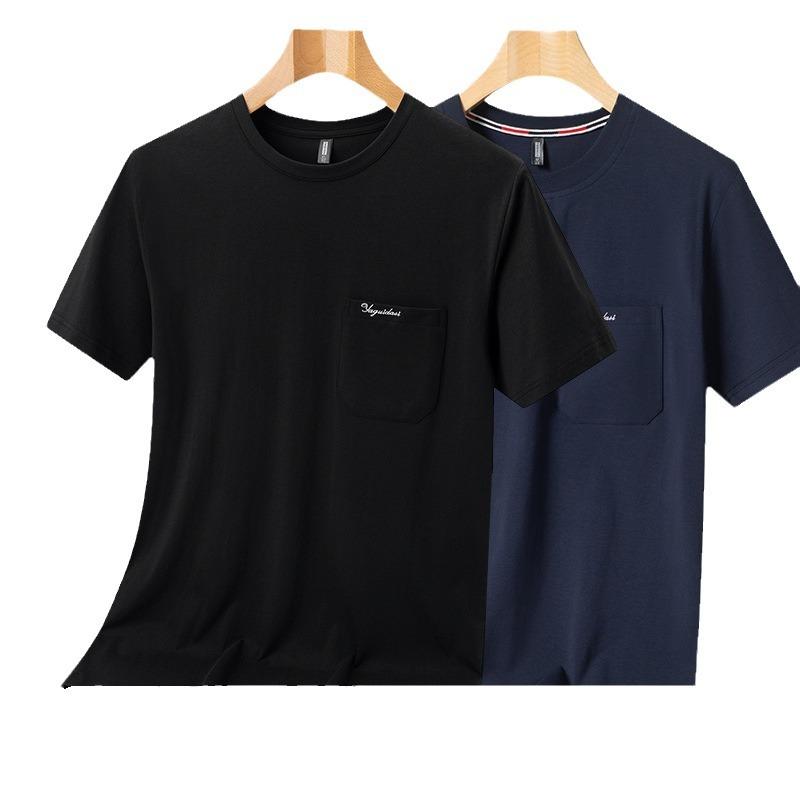 Tシャツ メンズ 男性用 夏用 半袖 コットン トップス ラウンドネック 無地 薄手 普段使い 部屋着 藍グレー 紺色 黒 白・スタイル: ベーシック・素材: 綿・柄: 無地・フィット: ゆったり・対象: ミドルエイジ・ネックライン: クル...