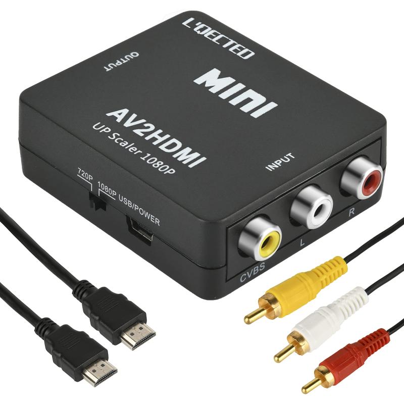 RCA to HDMI変換コンバーター L'QECTED RCA HDMI 変換 AV2HDMI 1080/720P切り替え 音声転送-PS2/スーパーファミコン/VHS VCRカメラ DVDに対応 USB/HDMI/RCAケーブル付き(赤...