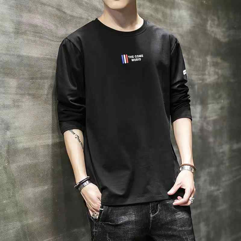 Tシャツ メンズ 長袖 ポリエステル プリント クルーネック カットソー トップス 伸縮性 ゆったりサイズ グレー系 ブラック ホワイト 春秋・・素材: ポリエステル・柄: 文字・フィット: ゆったり・対象年齢: 18-24歳・ネックライン...