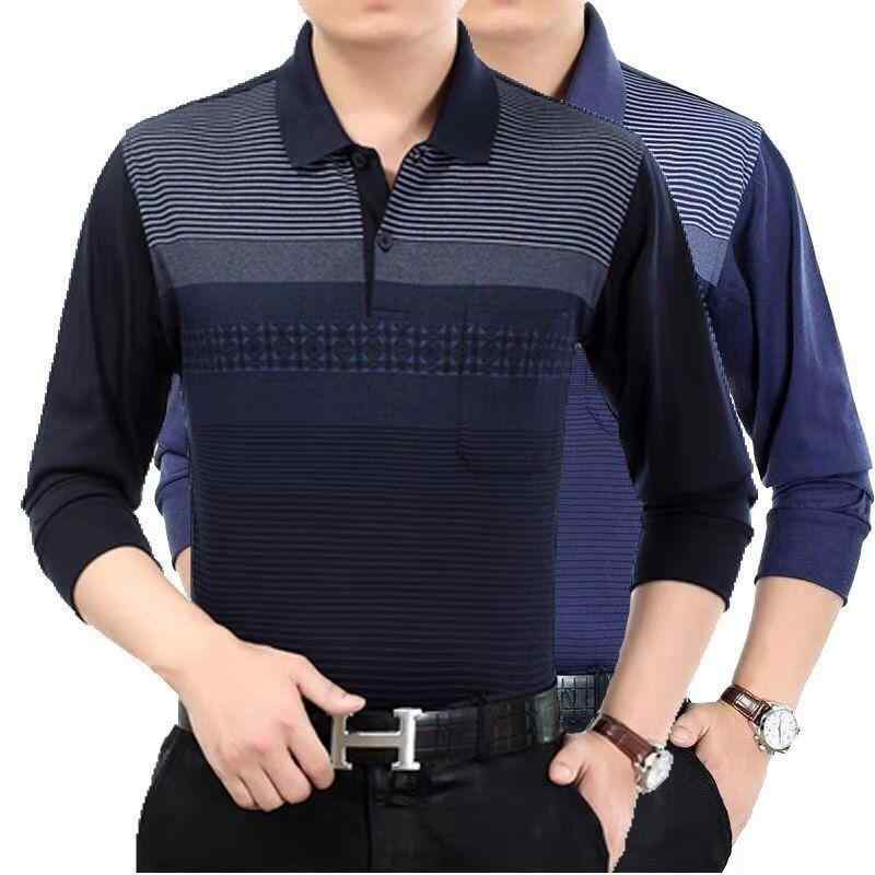 12個セットTシャツ メンズ 男性用 長袖 薄手 接触冷感 襟付き ストライプ柄 春夏 秋 普段使い 部屋着