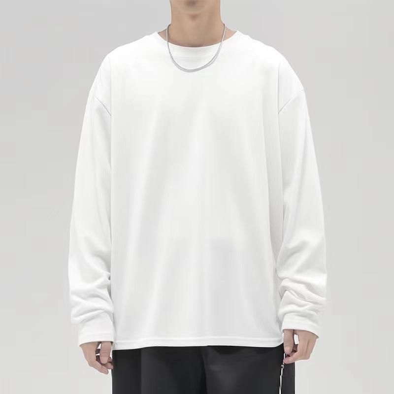 Tシャツ メンズ 長袖 春秋 カットソー 無地 薄手 ルームウェア インナー レイヤード ラウンドネック トップス M L XL 2XL 3XL 4XL 5XL