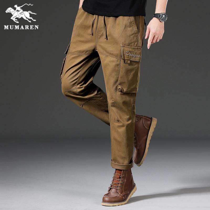 カーゴパンツ メンズ コットン ゆったり ストレート アメリカン レトロ アウトドア 多ポケット カジュアルパンツ ワークパンツ 綿 春秋 深カーキ グレー アーミーグリーン・スタイル: 軽熟カジュアル・対象: 24-35歳・種類: 作業パ...