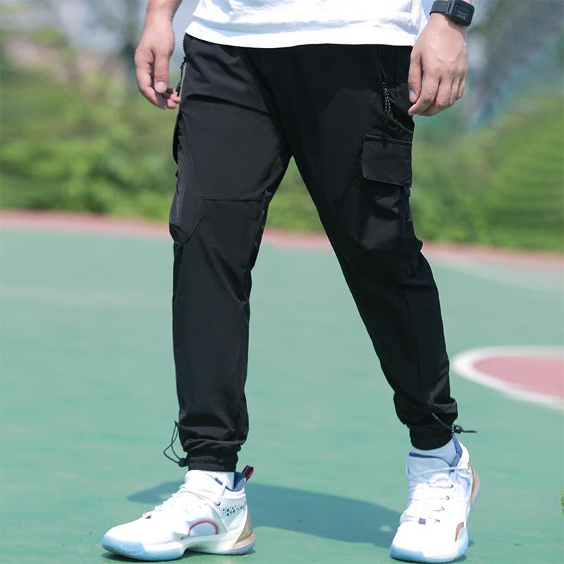 パンツ メンズ 男性用 速乾性 ワークパンツ スポーツパンツ 薄手 ロングパンツ 裾絞り 織り生地 リラックス フィット 黒・スタイル: ストリート・パンツタイプ: ワークパンツ・パンツ丈: ショートパンツ・股上: ミドルウエスト・フロント...