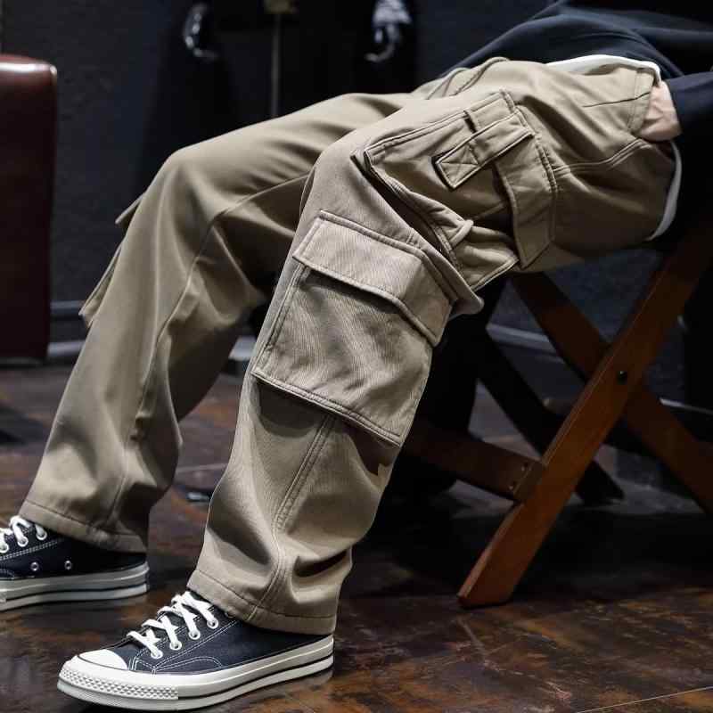 ワークパンツ メンズ ゆったり カーゴパンツ ワイドパンツ 多ポケット 春秋 普段使い ポリエステル 黒 緑 カーキ・スタイル: 軽熟カジュアル・パンツ丈: フルレングス・パンツ型: ルーズ・ウエスト: ミドルウエスト・・対象: ティーン・...