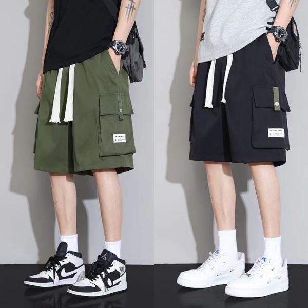 ハーフパンツ メンズ カジュアルパンツ 男性用 短パン 直筒型 ポリエステル混紡 無地 スタイル 普段使い 黒 カーキ・スタイル: 流行・パンツ型: ストレート・パンツ丈: ショート・ウエスト: ミドルウエスト・ベルト: なし・・柄: 無地...