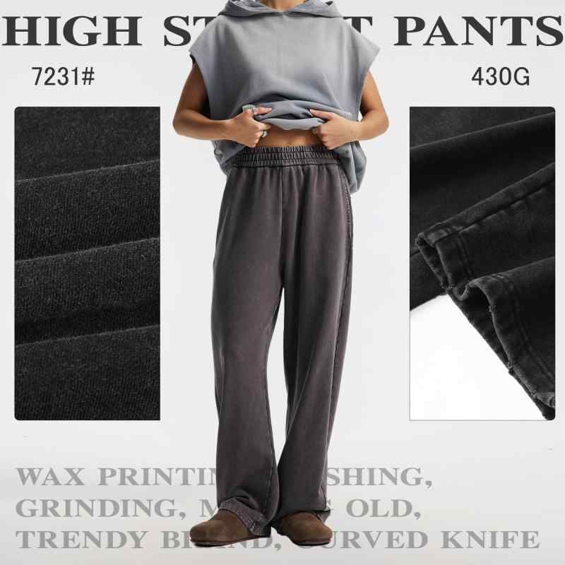 カジュアルパンツ メンズ ゆったり ストレート コットン 蜡染 ウォッシュ加工 ダメージ加工 春秋 普段使い