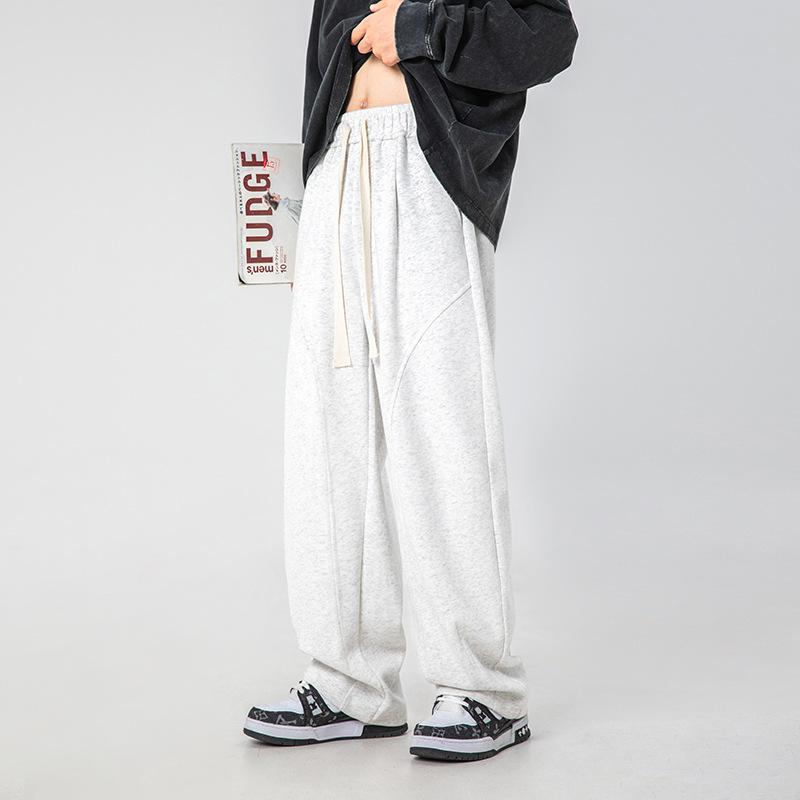 パンツ 男性用 スウェットパンツ 春秋 400G ヘビーウェイト コットン ポリエステル混紡 ゆったり ストレート カジュアルパンツ 白花灰 黒・スタイル: ストリート・対象: ・タイプ: ベーシック・パンツ型: ルーズ・パンツ丈: フルレ...
