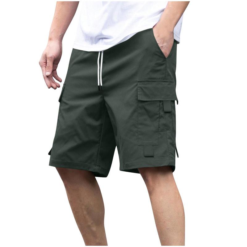 ハーフパンツ メンズ カーゴパンツ 男性用 ゆったり ストレート ドローストリング 薄手 高腰 ワークパンツ ショーパン 短パン カーキ ブラック ベージュ 春夏