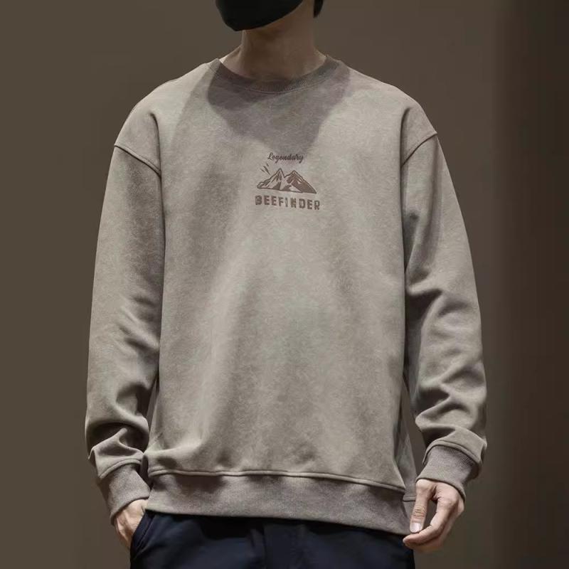 スウェット メンズ 春秋 大きいサイズ ゆったり コットン 幾何学模様 プリント 長袖 プルオーバー トップス カットソー カジュアルスタイル ブラック カーキ グレー ホワイト