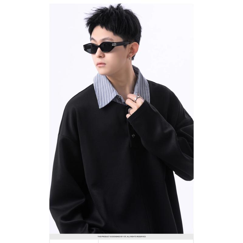 スウェット メンズ フェイクレイヤード ストライプ 薄手 韓国 ブラック トップス 春物・商品カテゴリ: トレーナー/フリース・スタイル: 韓国・タイプ: プルオーバー・袖: 長袖・素材: ウサギの毛・素材の含有量: 96%以上・生地: コ...