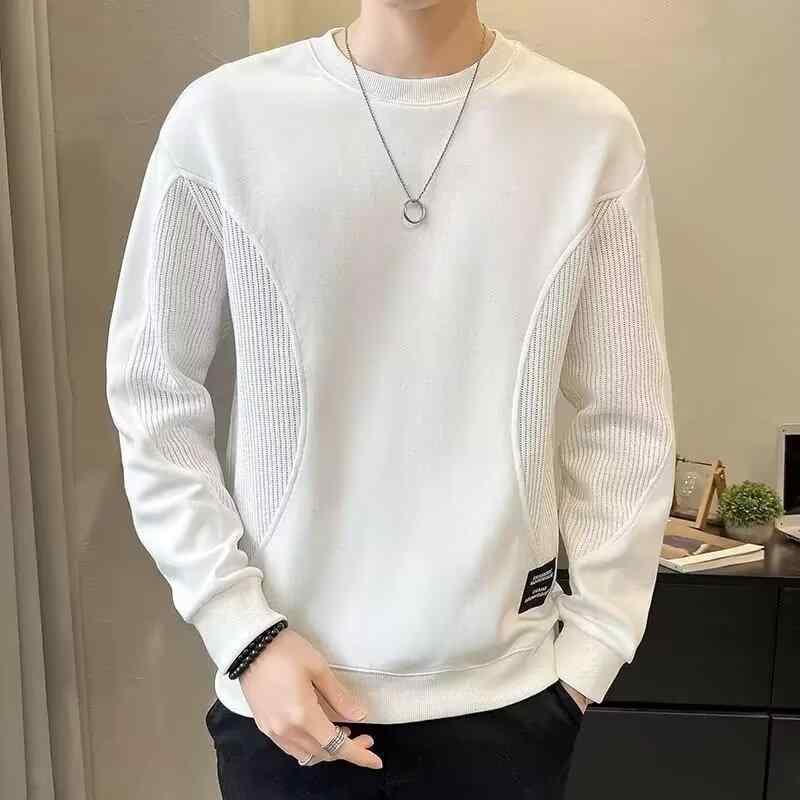 トレーナー メンズ 長袖Tシャツ プルオーバー トップス 秋冬 韓国 ドロップショルダー オーバーサイズ ゆったり 無地 切り替え 深グレー ホワイト ブラック