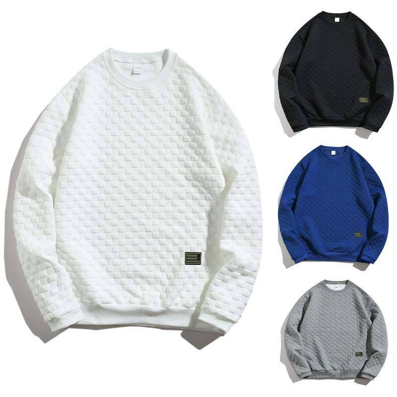 メンズ トレーナー 秋冬 格子柄 長袖 プルオーバー ライトアウター トップス スポーティー カジュアル 普段使い 部屋着 黒 白 グレー 青・カテゴリ: トレーナー/フリース・スタイル: 軽熟カジュアル・対象: 24-35歳・種類: プル...