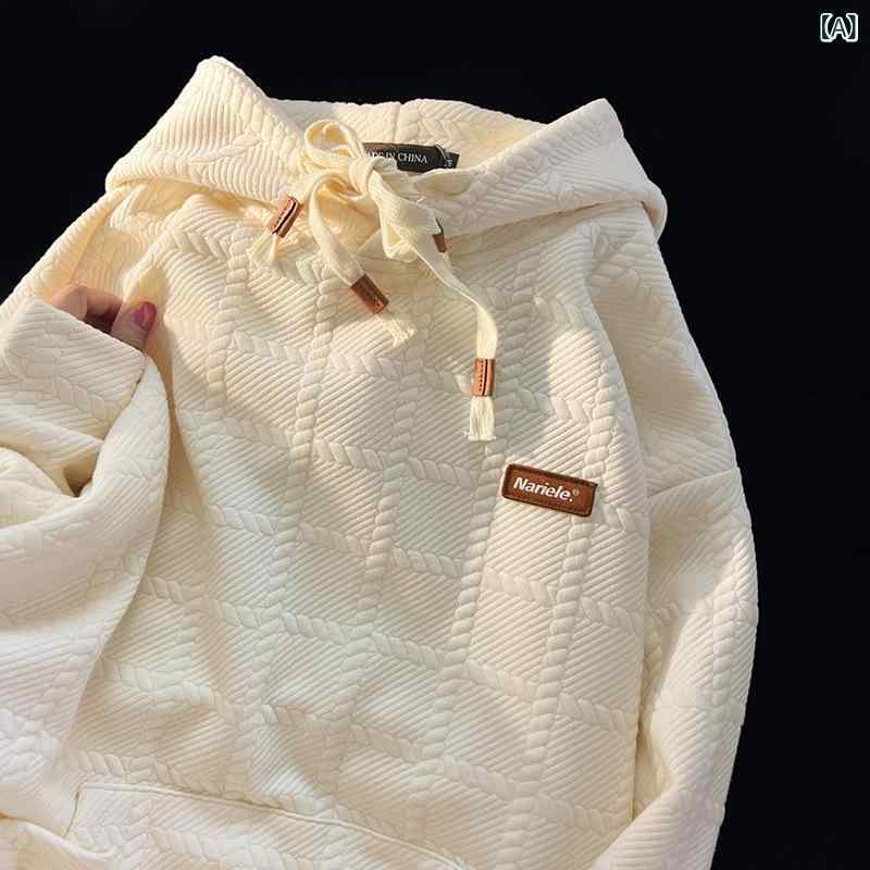 パーカー メンズ 無地 長袖 プルオーバー スウェット 秋冬 トップス カットソー カジュアル ストリート系 アプリコット ブラック