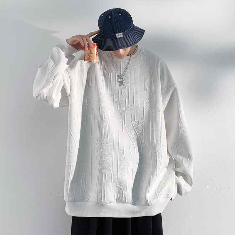 スウェット メンズ トレーナー 春秋 トップス 長袖 Tシャツ カットソー プルオーバー ラウンドネック 白 黒 部屋着 普段使い カジュアル・カテゴリ: トレーナー/スウェット・スタイル: ストリート・デザイン: プルオーバー・ネックライ...