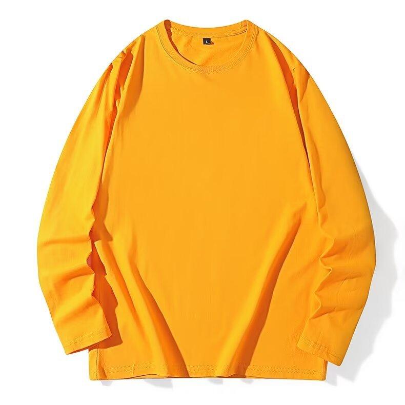 Tシャツ メンズ 男性用 丸首 長袖 無地 薄手 コットン トップス カットソー ルームウェア 普段使い 白 黒 グレー 黄色 杏色 赤 伸縮性