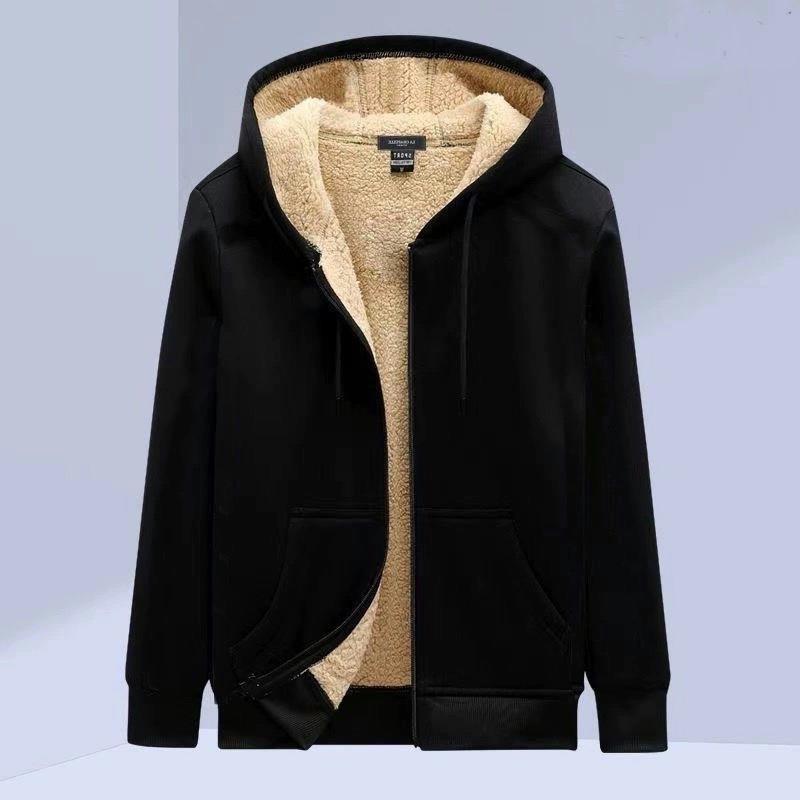 パーカー メンズ ボアジャケット ジップアップ 長袖 フード付き 無地 ポリエステル 冬物 スポーツウェア 普段使い ルームウェア 部屋着 ブラック グレー・カテゴリ: 卫衣/绒衫・スタイル: 韓国・袖丈: 長袖・袖タイプ: 常规・デザイン...