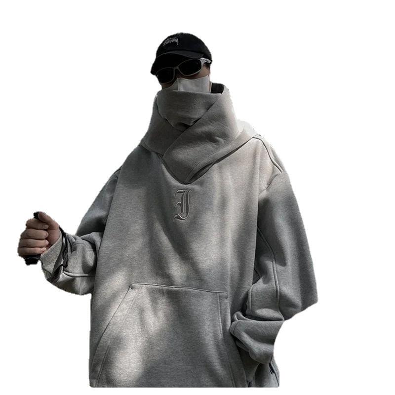 メンズ パーカー 秋冬 フリース裏地 ストリート ルーズフィット フード付き アメカジスタイル ジャンパー ブルゾン ポリエステル ブラック グレー ホワイト・スタイル: 港風・タイプ: プルオーバー・裏地の有無: 有り（毛裏地）・ネックラ...