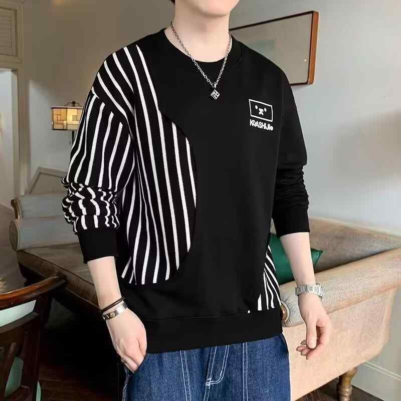スウェット メンズ 男性用 プルオーバー トップス 配色 春秋 普段使い 長袖 ルーズフィット ポリエステル
