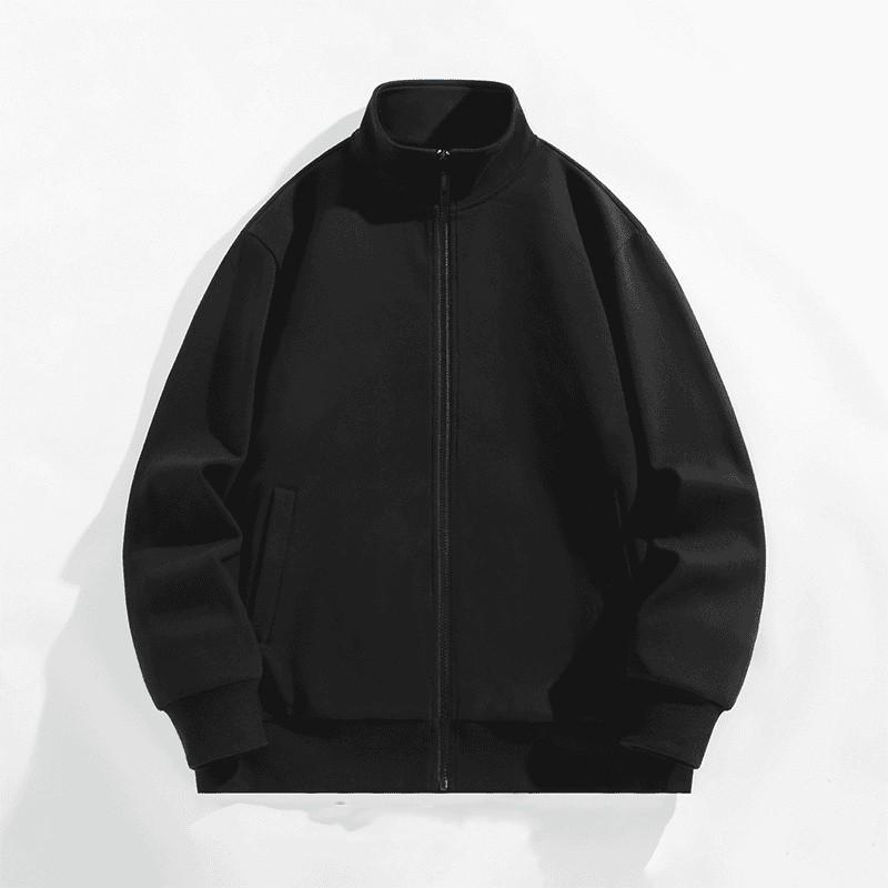 パーカー メンズ スウェット フルジップ 無地 リブ 裾 立襟 ポリエステル 長袖 ライトグレー ブラック 秋 普段使い