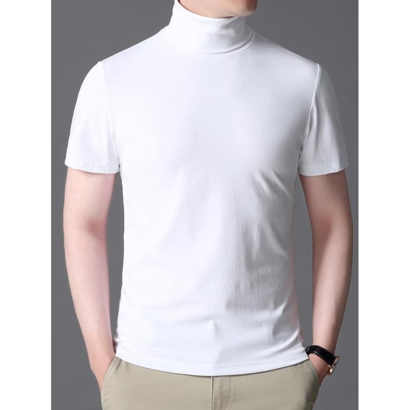 Tシャツ メンズ 立襟 半袖 トップス スリムフィット 無地 薄手 夏用 韓国 スポーツ 普段使い ブラック ホワイト系 ポリエステル・style: 韩版・カテゴリ: Tシャツ・柄: -・フィット: スリム・対象: ティーン・ネックライン:...