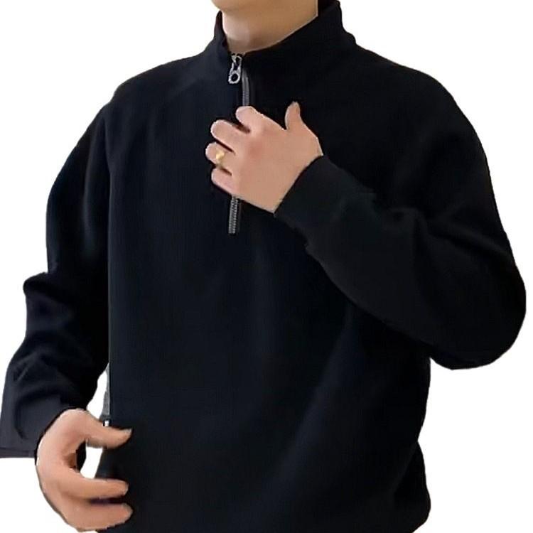 スウェット メンズ 秋冬 ハーフジップ スタンドカラー プルオーバー トップス 無地 ゆったり リラックス イージー 普段使い デイリー 部屋着 ラフ カジュアル ブラック グレー グリーン・スタイル: 流行・袖丈: 長袖・ネックライン: ...