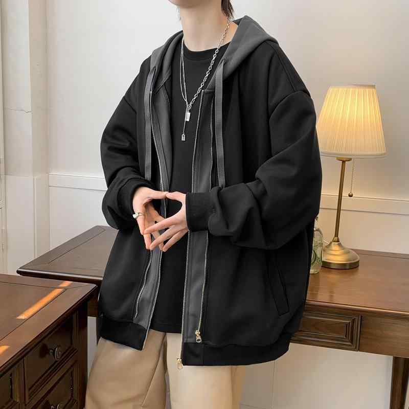 パーカー メンズ 男性用 長袖 スウェット プルオーバー フード付き 拼色 切り替え 春秋冬 普段使い デイリー 部屋着 アウトドア 黒 グレー オフホワイト