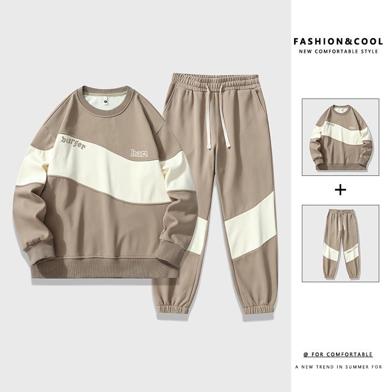 スウェット メンズ 男性用 上下セット 秋物 コーデュロイ 薄手 トレーナー スポーツウェア カフェ ブラック・スタイル: 韓国版・袖丈: 長袖・フード: あり・厚さ: 薄手・生地: コーデュロイ・カラー: コーヒー, ブラック, 豆グレー...