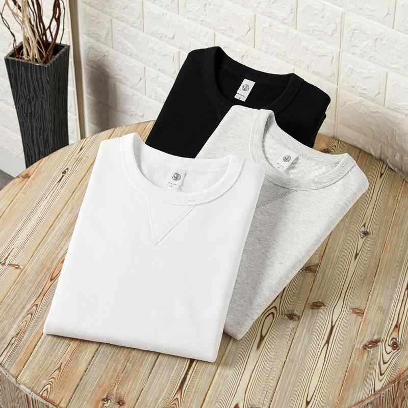 スウェット メンズ 男性用 厚手 無地 コットン トレーナー トップス プルオーバー 秋冬 白 ホワイト グレー グレー 黒 ブラック