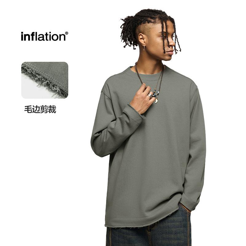 3個セットスウェット メンズ 男性用 トップス 春秋 ストリート 無地 コットン 混紡 ラグラン袖 プルオーバー 裾切りっぱなし リラックスフィット カジュアル ミディアム丈 S M L XL ホワイト ブラック グレー ブルー グリーン・...