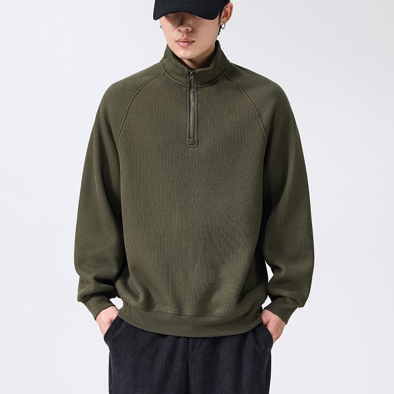 スウェット メンズ 裏起毛 ハーフジップ スタンドカラー トップス 秋冬 長袖 無地 プルオーバー トレーナー ゆったり 普段使い 部屋着 韓国 アーミーグリーン ブラック ダークグレー・カテゴリ: 卫衣/绒衫・スタイル: 韩版.カジュアル...