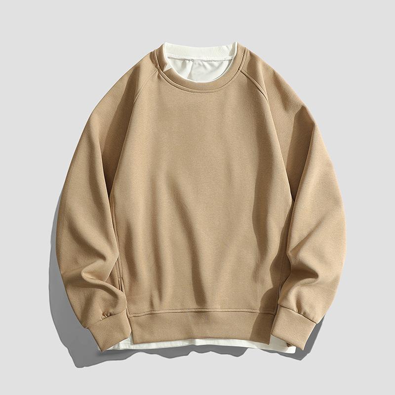 トレーナー メンズ 男性用 秋冬 フェイクレイヤード 配色 切り替え 襟付き ドロップショルダー コットン 綿 混紡 カジュアル アウトドア 普段使い・スタイル: 韓国版・タイプ: プルオーバー・ネックライン: 襟付き・フード: フード付き...