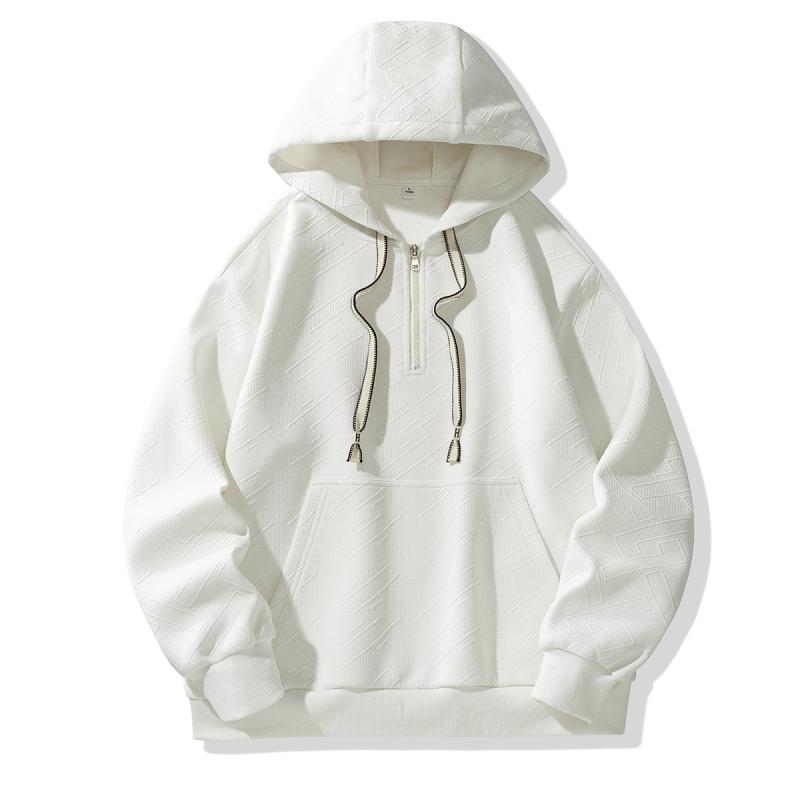パーカー メンズ 春秋 薄手 長袖 無地 フード付き ハーフジップ プルオーバー ゆったり 大きめサイズ 部屋着 ルームウェア スポーティー カジュアル 白 黒 カーキ ポリエステル:[{