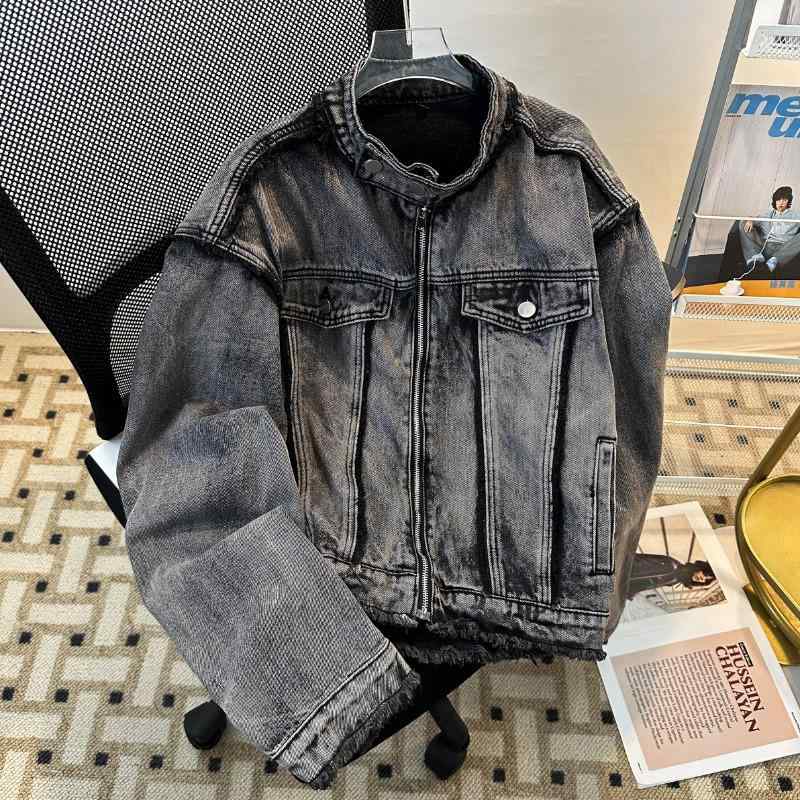 ジャケット メンズ デニム ウォッシュド加工 レトロ 立襟 ブルゾン ゆったり ブラック 黒 春 M L XL 2XL 3XL・商品カテゴリ: ジャケット・スタイル: 流行・対象年齢: 青少年.成人・性別: 男性・素材: ポリエステル・ネッ...