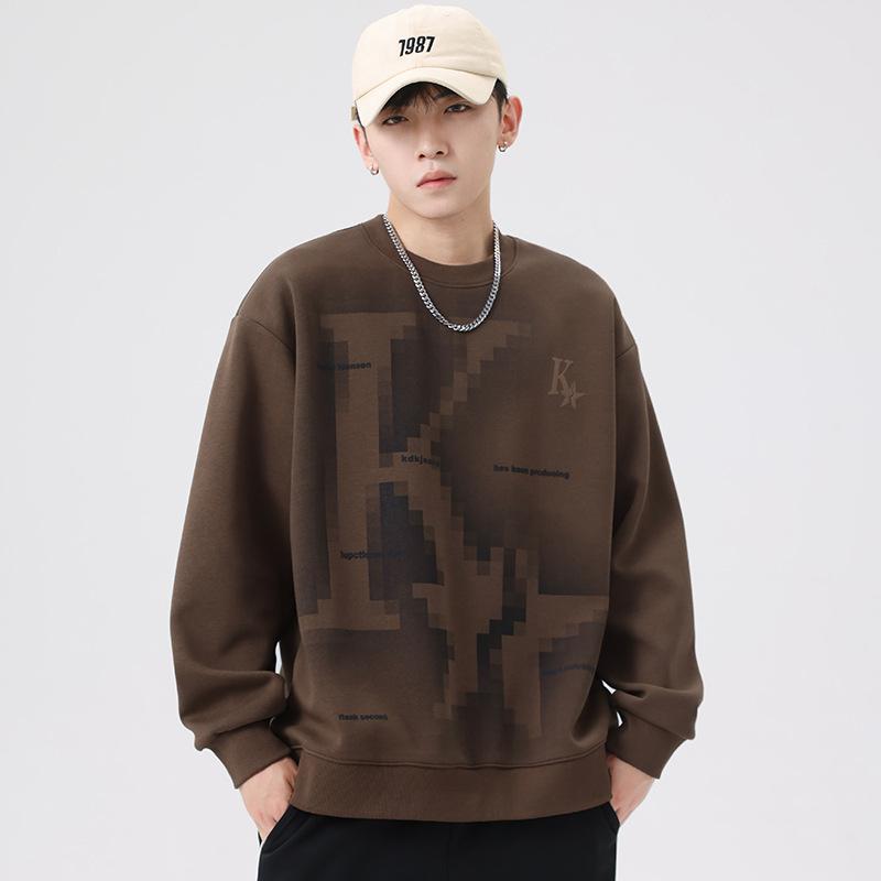 スウェット メンズ 男性用 トップス プルオーバー 春秋 長袖 裏毛 ゆったり ビッグシルエット オーバーサイズ 韓国 カジュアル ブラック コーヒー S M L XL 2XL 3XL