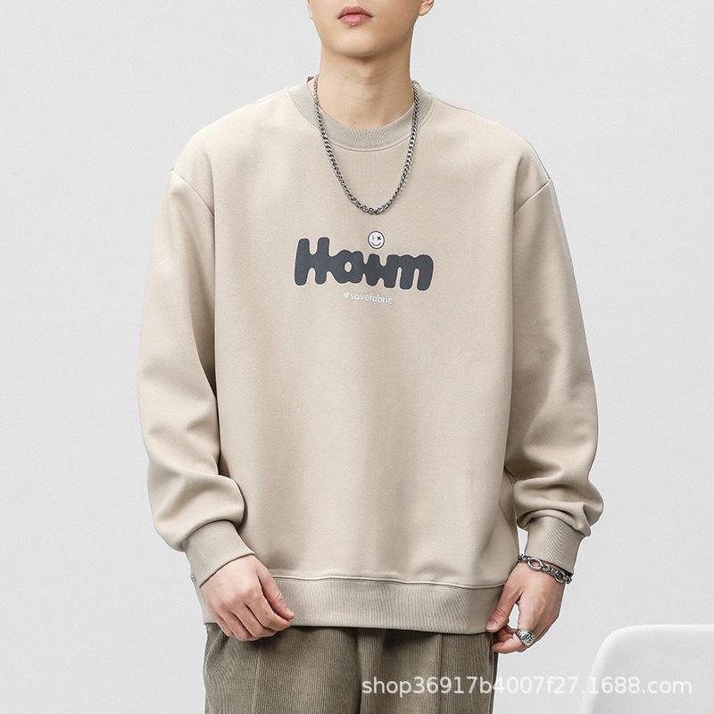 スウェット メンズ 男性用 プルオーバー 秋冬物 裏起毛 トレーナー トップス アメリカンカジュアル レトロ プリント 綿 混紡 ブラック系 杏色系 グレー系・スタイル: 韩版・カテゴリ: 卫衣/绒衫・対象: 青少年.成人.男・袖丈: 長袖...