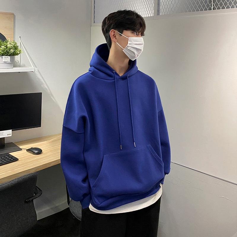 パーカー メンズ 男性用 スウェット プルオーバー フード付き ドロップショルダー 無地 綿 紺色 ネイビー 普段使い 部屋着 秋冬・スタイル: カジュアル・種類: プルオーバー・素材: 綿95%・厚さ: 厚手・対象: 青少年.成人・性別:...
