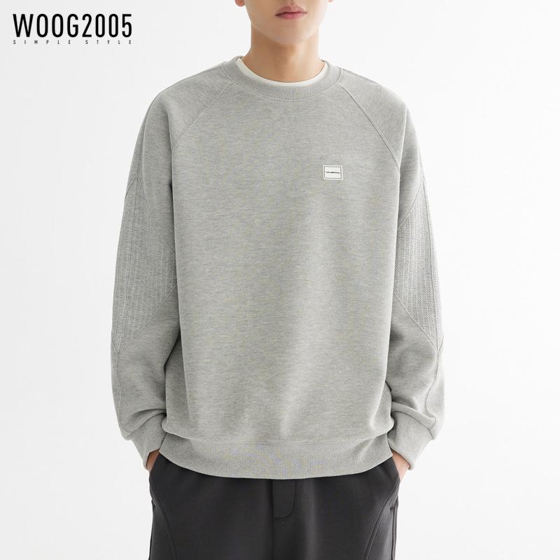 スウェット メンズ 男性用 豪華感 切り替え クルーネック 無地 長袖 トップス 春秋 普段使い 部屋着 リラックスウェア 浅グレー ブラック・カテゴリ: トレーナー/スウェット・・対象: 24-35歳・袖丈: 長袖・ネックライン: ラウン...