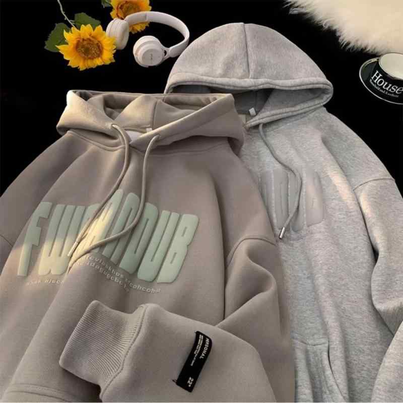 スウェット メンズ パーカー 秋冬 裏起毛 厚手 ヘビーウェイト ロゴプリント ゆったりサイズ カジュアル 普段使い 部屋着 灰緑 ライトグレー ブラック・カテゴリ: トレーナー/フリース・スタイル: 韓国.カジュアル・袖丈: 長袖・フード...