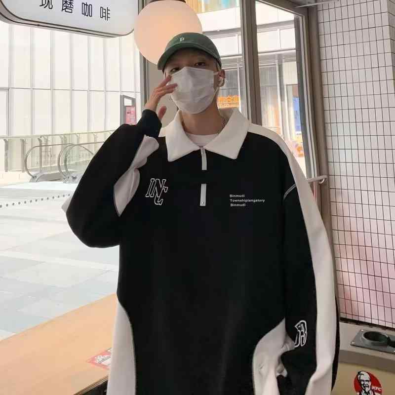 スウェット メンズ 配色 長袖 春秋 スポーツ トレーナー ルーズフィット コットン トップス カットソー M L XL 2XL 3XL ホワイト ブラック ブルー・カテゴリ: スウェット/トレーナー・スタイル: スポーツ・対象: 青少年....