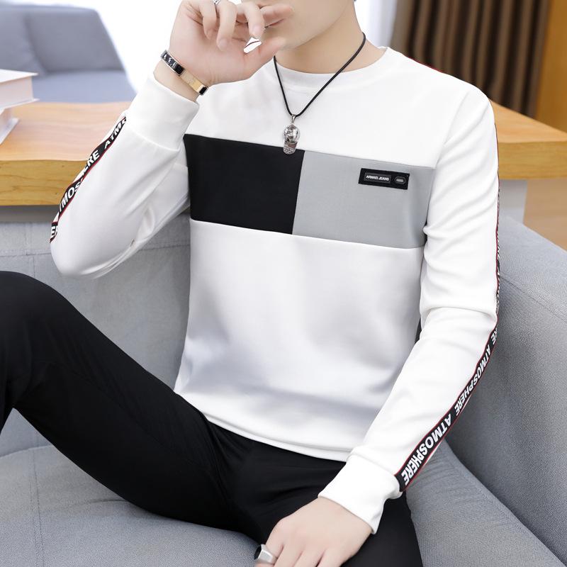 Tシャツ メンズ 長袖 トレーナー カットソー 丸首 韓国 スリムフィット トップス インナー 春秋 ポリエステル 白/赤/グレー/黒 M/L/XL/2XL/3XL・スタイル: 韓国版・タイプ: プルオーバー・ネックライン: ラウンドネック...