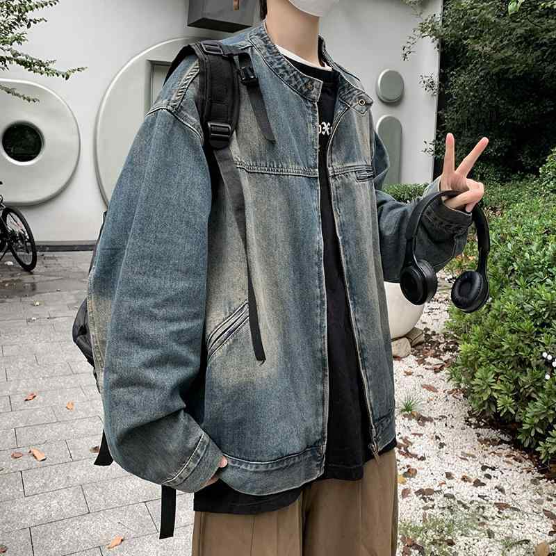 デニムジャケット メンズ Gジャン ジップアップ ライトアウター ウォッシュ加工 ゆったりシルエット 長袖 トップス ブルゾン 普段使い 旅行用 廃土ブルー・商品カテゴリ: カジュアルジャケット・素材: コーデュロイ.兔毛・スタイル: 流行...