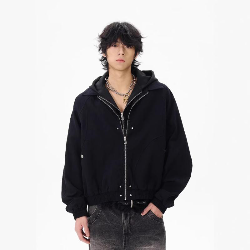 ジャケット 男性用 レトロ 切り替え フード付き ワークジャケット カーキ 黒 ポリエステル 耐摩耗性・商品カテゴリ: ジャケット・スタイル: レトロ・フィットタイプ: ルーズ・フロント: ジッパー・フード: あり・・柄: 無地・素材: 化...