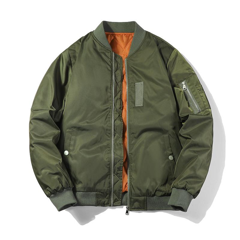 ジャケット メンズ 男性用 秋冬 韓国 スポーティ スタンドカラー ゆったり 厚手 フライトジャケット 野球服 ジャンパー ブルゾン 普段使い アウトドア ブラック 黒 カーキ
