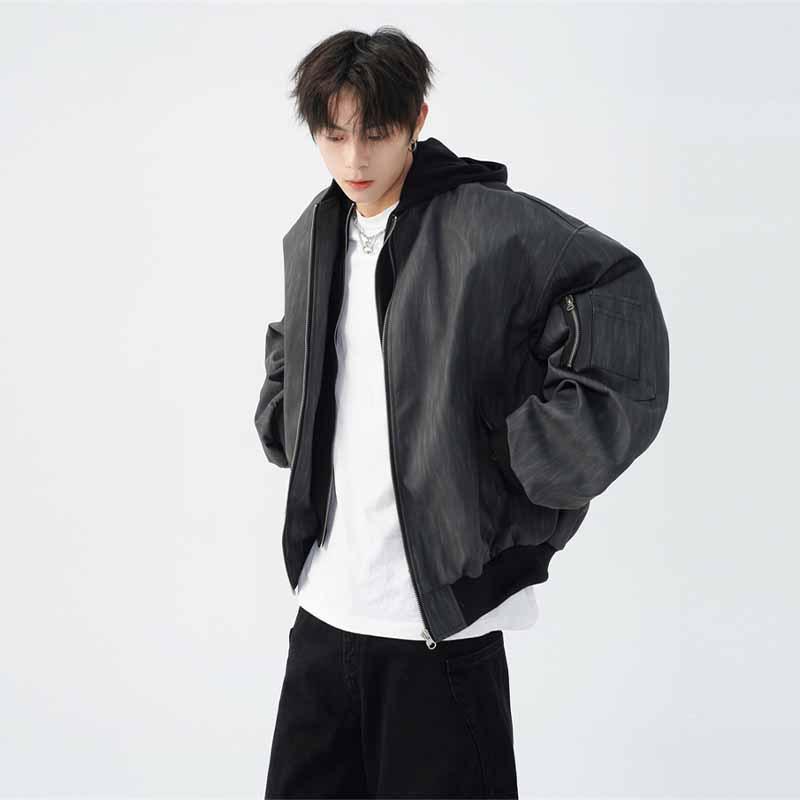 ジャケット メンズ 男性用 皮 ジャケット スタンドカラー ブルゾン ゆったり 長袖 トップス 秋冬 防風 防しわ ダークグレー・素材機能: 防風.吸湿排汗・カテゴリ: シャツ・スタイル: 日本レトロ・襟の形: スタンドカラー・フィット: ...